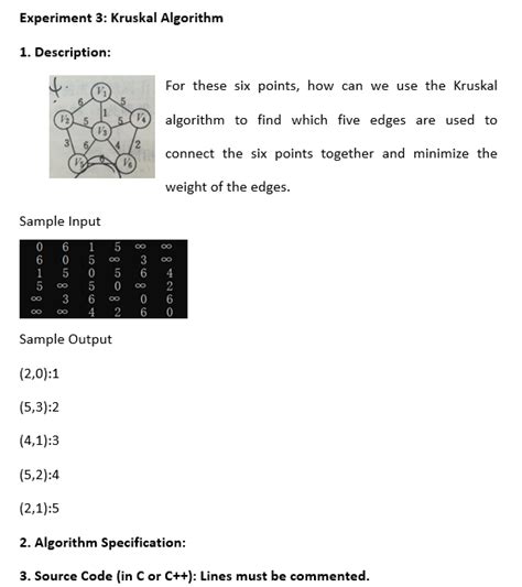 Solved Experiment 3 Kruskal Algorithm 1 Description