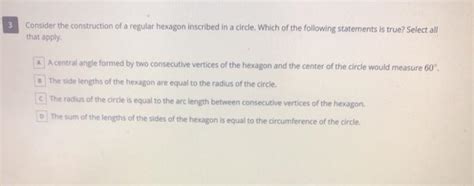 Solved 3 Consider The Construction Of A Regular Hexagon