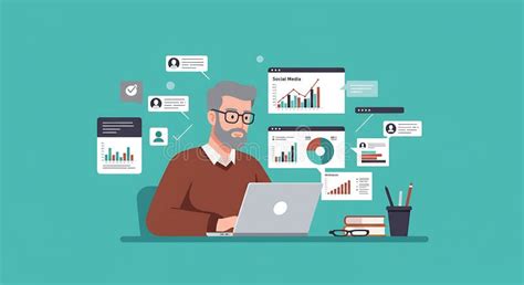Senior Man Analyzing Data On Laptop Business Analytics Digital Marketing Social Media