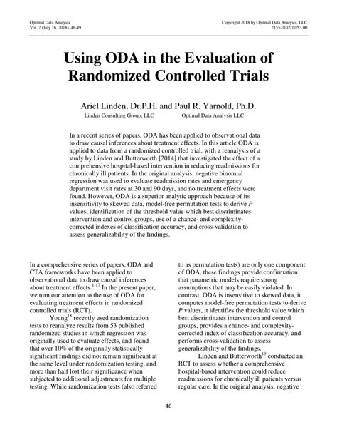 Pdf Using Oda In The Evaluation Of Randomized Controlled Trials