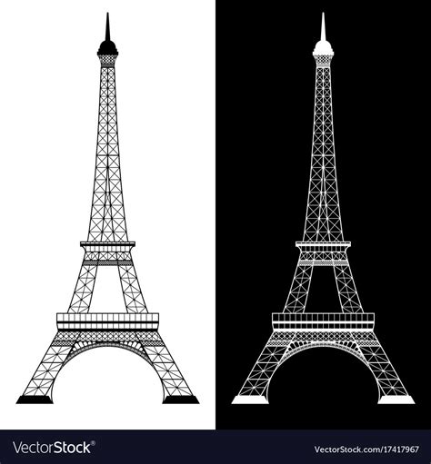 Eiffel Tower On White And Black Royalty Free Vector Image