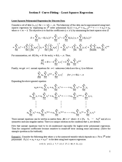 Curve Fitting Least Squares Regression Pdf Least Squares
