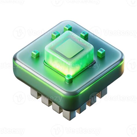Impressive Artistic A Single Glowing Microchip Levitating Intricate