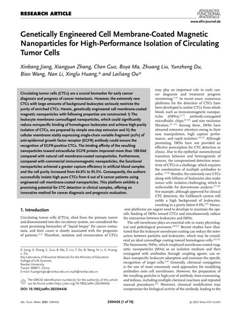 Genetically Engineered Cell Membrane‐coated Magnetic Nanoparticles For High‐performance