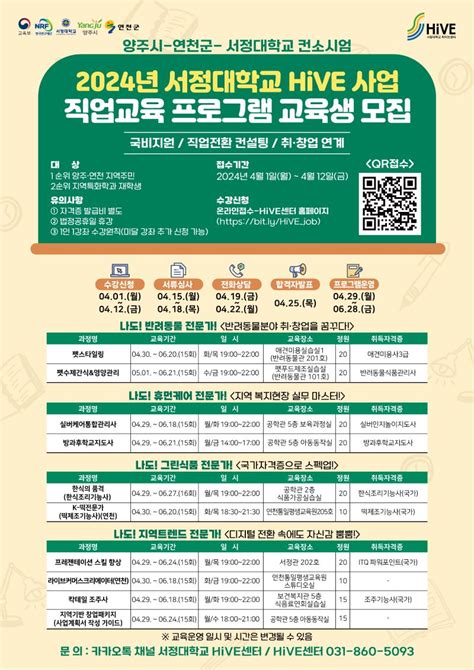 2024년 서정대학교 하이브hive 과목 알아보기