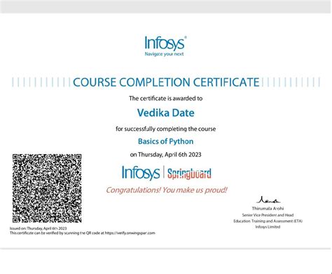 vedika date on linkedin pythonprogramming infosysspringboard