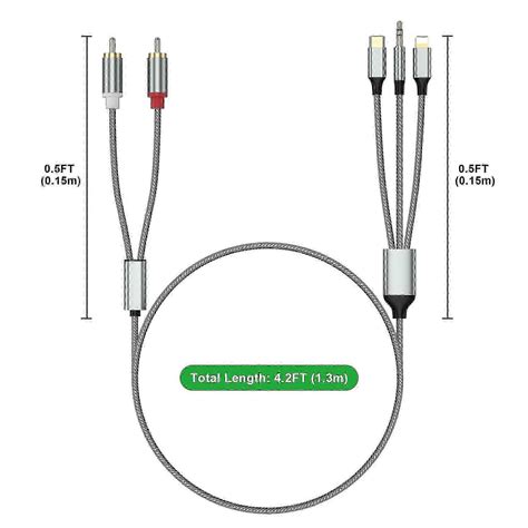 Lightning To Rca Cable Audio Aux Adapter Rca To 3 5mm Cableusb C To 2 Rca Audio Cable 3 In 1