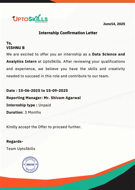 🚀 Excited To Share That Ive Been Selected As A Data Science And Analytics Intern At Uptoskills