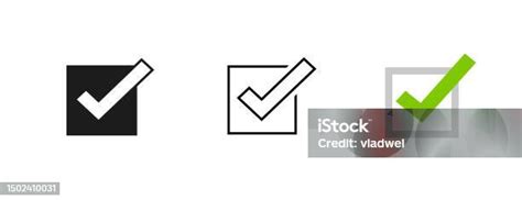 투표 투표 선택 확인 표시 아이콘 간단한 그래픽 확인란 벡터 세트 검정 흰색 체크 확인란 체크 표시 사각형 선 윤곽선 평면 디자인 올바른 권리 승인 서명 예 유효한 체크