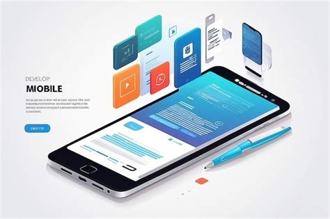 Premium Photo Web Develop For Mobile Phone Vector Concept Create Software And App For Cell
