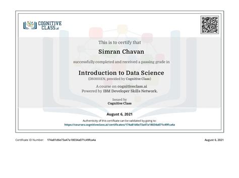 simran chavhan on linkedin cognitiveclass datascience ibm