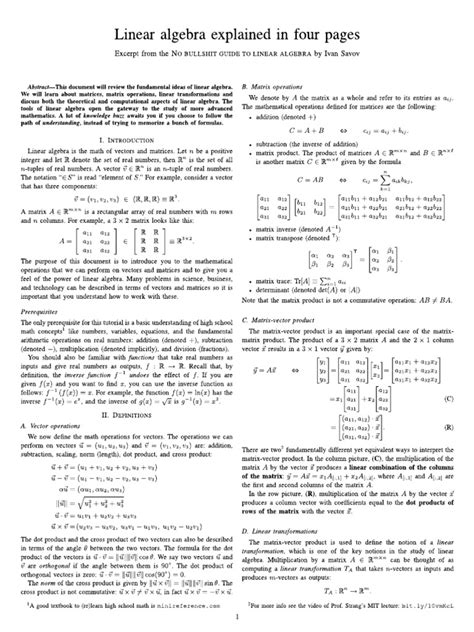 Linear Algebra Explained In Four Pages Pdf