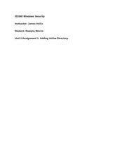 Unit 1 Assignment 1 Five Question In IS3340 Windows Security