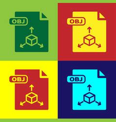 Color Obj File Document Download Obj Button Icon Vector Image