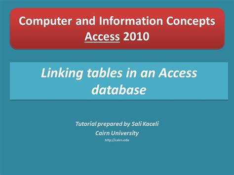 4 Access 2010 Linking Tables In An Access Database And Creating A