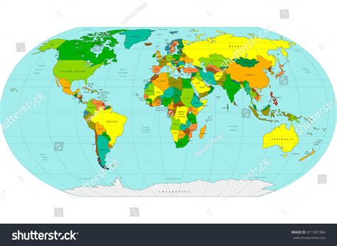 Stock Vektor „highly Detailed Geopolitical World Map Vector Bez