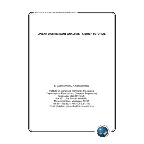 Pdf Linear Discriminant Analysis A Brief Tutorial