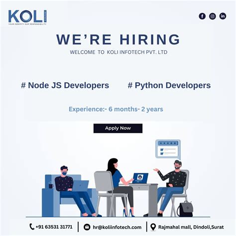 manali bhujwa on linkedin hiring koli koliinfotechpvtltd hiring surat dindoli nodejs python