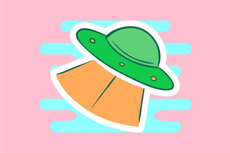 Sticker Cartoon Ufo Cute Clipart Graphic By Veddiraart · Creative Fabrica
