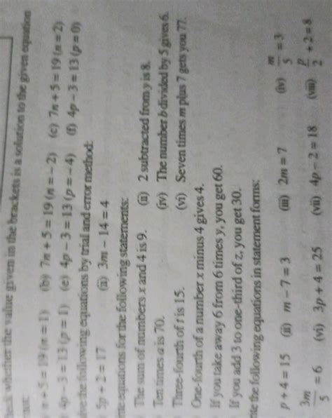 Heak Whether The Walue Given In The Brackets Is A Solution To The Given E