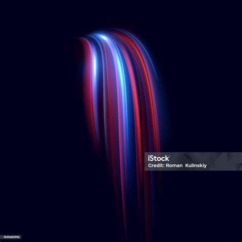 네온 빨간색과 파란색 스피드 라인 가속 및 이동 속도 빛의 궤적 모션 블러 효과 파란색과 빨간색의 야간 조명 0명에 대한 스톡