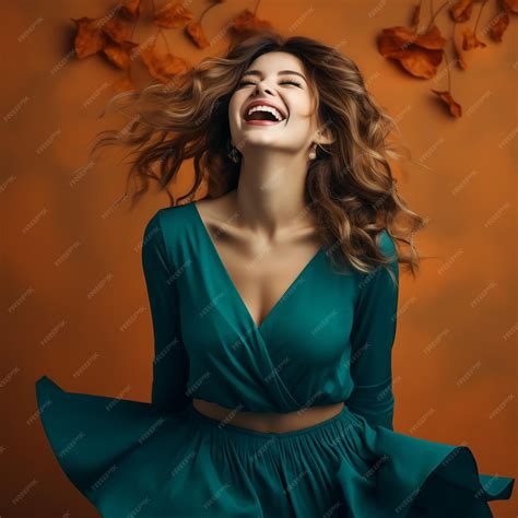 Premium Ai Image Background With A Laughing Female Model