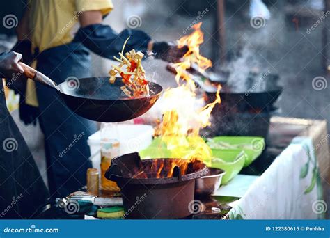 Cooking Food On Fire On Street Festival Stock Image Image Of Cookery