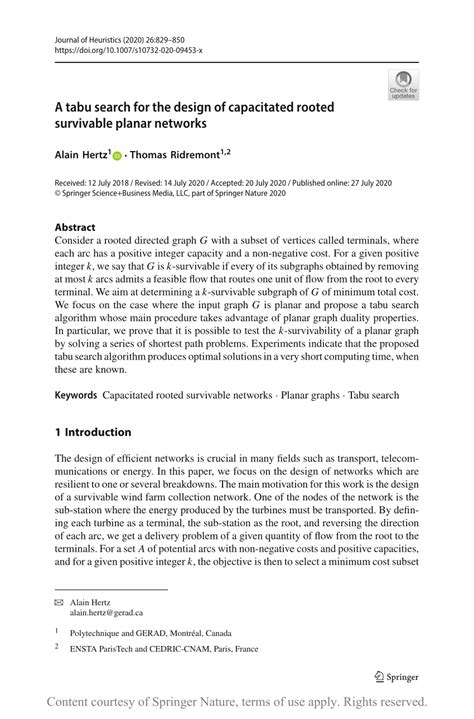 A Tabu Search For The Design Of Capacitated Rooted Survivable Planar Networks Request Pdf