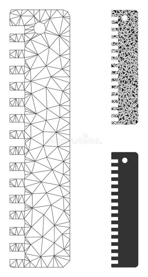 Ruler Vector Mesh 2d Model And Triangle Mosaic Icon Stock Vector Illustration Of Polygonal
