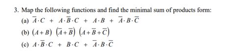 solved 3 map the following functions and find the minimal