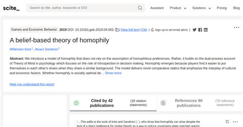 A Belief Based Theory Of Homophily Scite Report