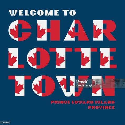 텍스트와 캐나다 국기 스타일의 동기 부여 포스터 환영 합니다 샬럿타운 프린스 에드워드 아일랜드 기업 여행 회사 그래픽 인쇄