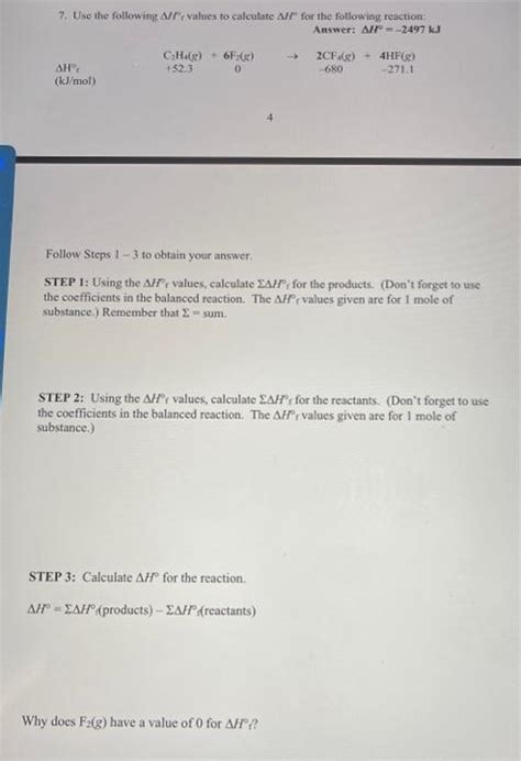 solved 7 use the following Δ p∘ v values to calculate Δ f2