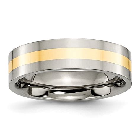 Titanium 14k Gold Inlay Flat 6mm Band Tb219 Joy Jewelers