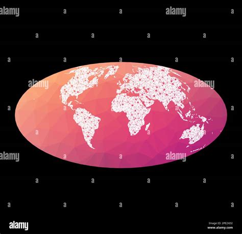 World Network Map Aitoff Projection Wired Globe In Aitoff Projection On Geometric Low Poly
