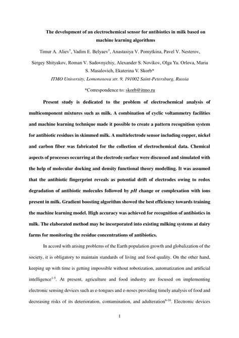 Pdf The Development Of An Electrochemical Sensor For Antibiotics In