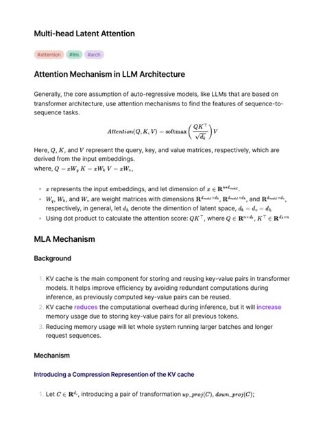 Multi Head Latent Attention Pdf Applied Mathematics Computing