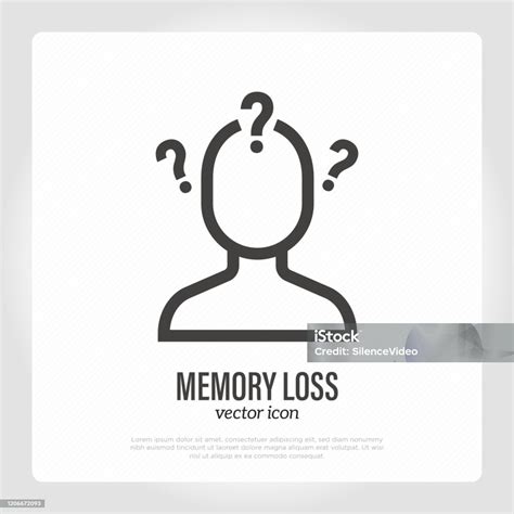 알츠하이머 병 물음표가있는 인간 기억 상실 치 매 얇은 선 아이콘입니다 의료 및 의료 벡터 그림 아이콘에 대한 스톡 벡터 아트 및 기타 이미지 Istock