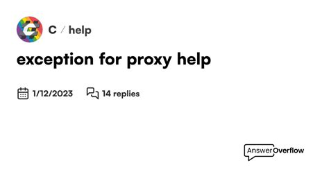 Exception For Proxy Help C