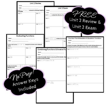 Precalculus Unit Functions By MsVTeaching TPT
