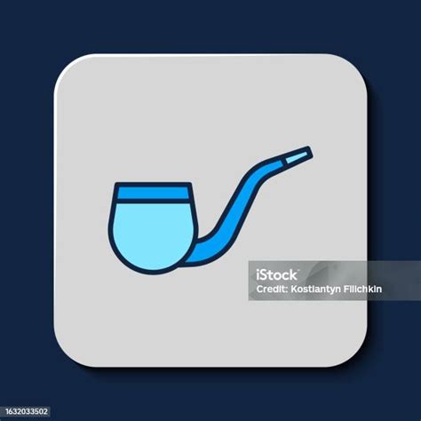 채워진 윤곽선 파란색 배경에 분리된 파이프 흡연 아이콘이 없습니다 담배를 피우지 마십시오 파이프 벡터 가득 찬에 대한 스톡 벡터 아트 및 기타 이미지 Istock