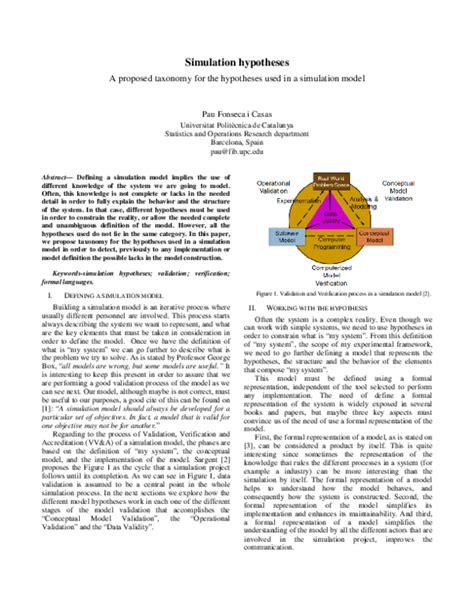 Pdf Simulation Hypotheses A Proposed Taxonomy For The Hypotheses Used In A Simulation Model