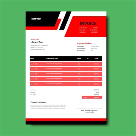 Diseño De Plantilla De Factura Vector Premium