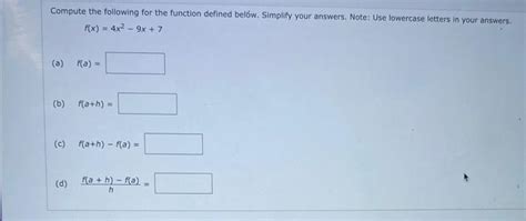 Solved Compute The Following For The Function Defined Belów