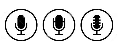 Mic Icon Set On Circle Line Microphone Voice Recorder Button Stock Vector Illustration Of