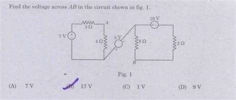 Solved Find The Voltage Across AB In The Circuit Shown In Chegg Com