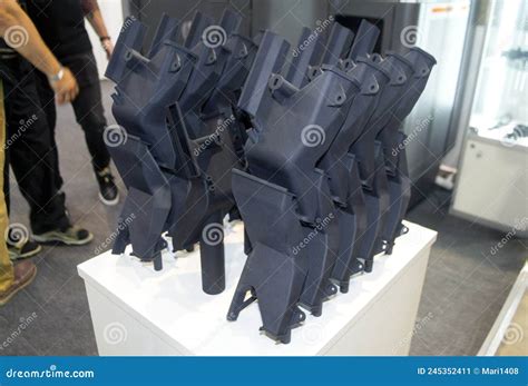 Prototype Printed On 3d Printer Brick Building With Columns And Glowing