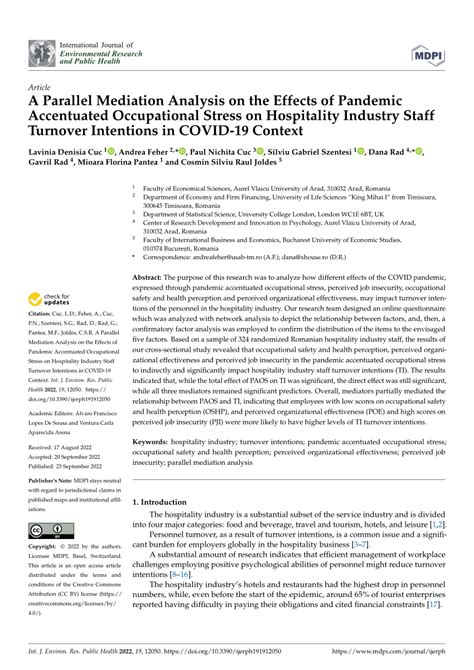 Pdf A Parallel Mediation Analysis On The Effects Of Pandemic Accentuated Occupational Stress