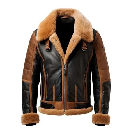 Ww2 B3 Raf Black Mens Bomber Jacket Aviator Faux Fur Shear Ling