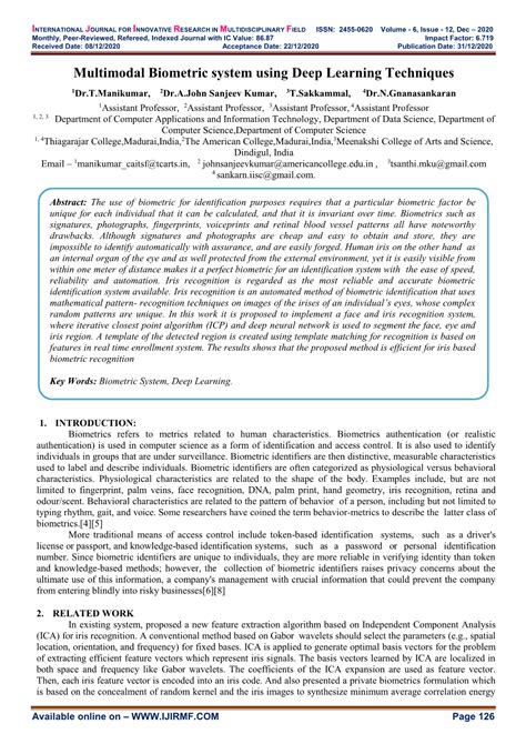 Multimodal Biometric System Using Deep Learning Techniques Docslib